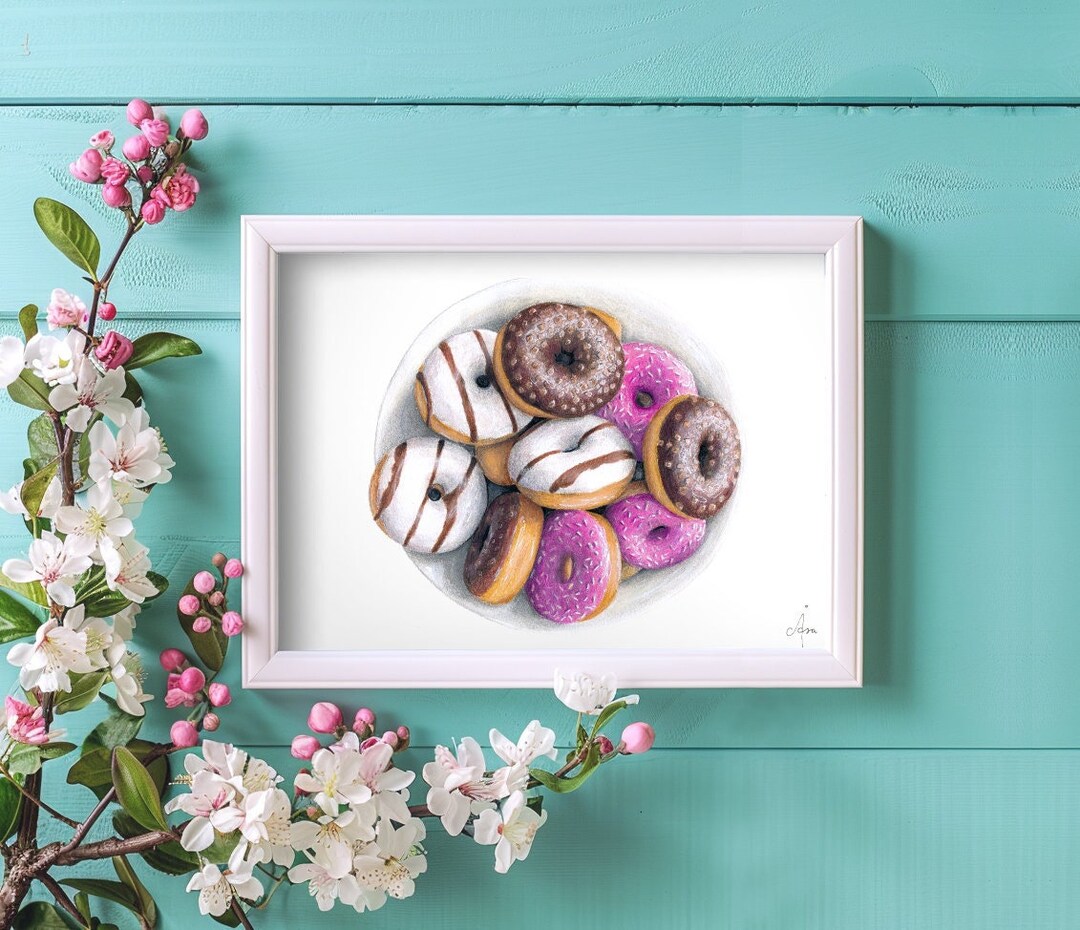 Bowl of Donut Art Print, Donut, Wall Decor, Kitchen Art, Bakery, Donut ...