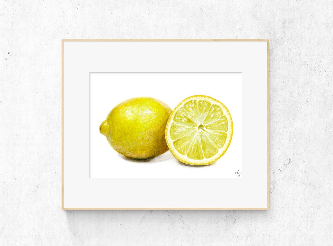 Watercolor Lemon, Lemon Art Print, Realistic Art, Wall Decor, Kitchen ...