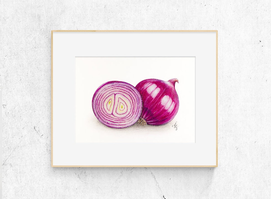 Red Onion Art Print, Realistic Art, Red Onion Art, Onion Art, Wall Art ...
