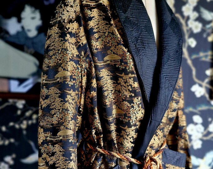 Vintage Chinese Silk Brocade House Robe-1930s to 1940s Chinese Brocade ...