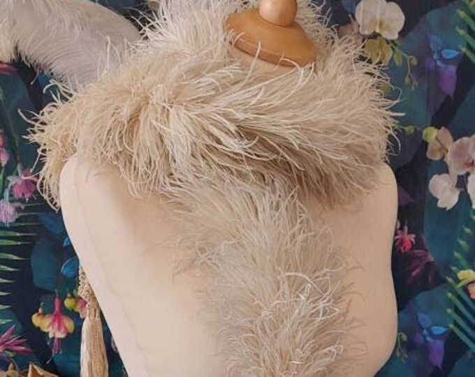 Antique Ostrich Feather Boa 1900s Edwardian Cream Ostrich Feather Boa ...