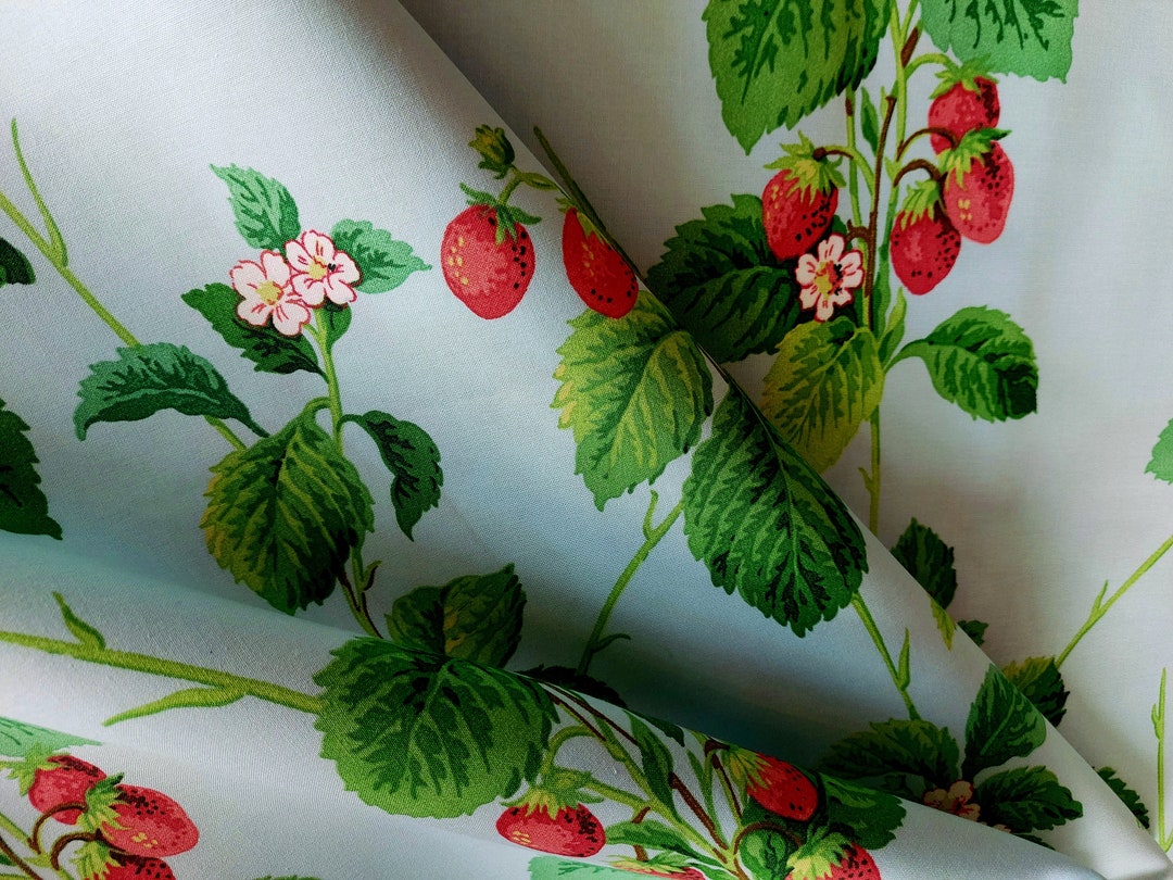 Sanderson "summer Strawberries" Cotton Fabric-sanderson Vintage 2 ...