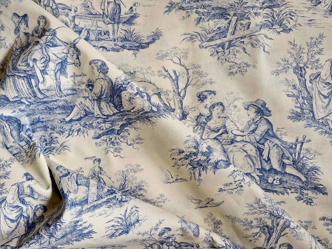 Titley and Marr Provence Toile De Jouy Fabric-traditional Country Toile ...