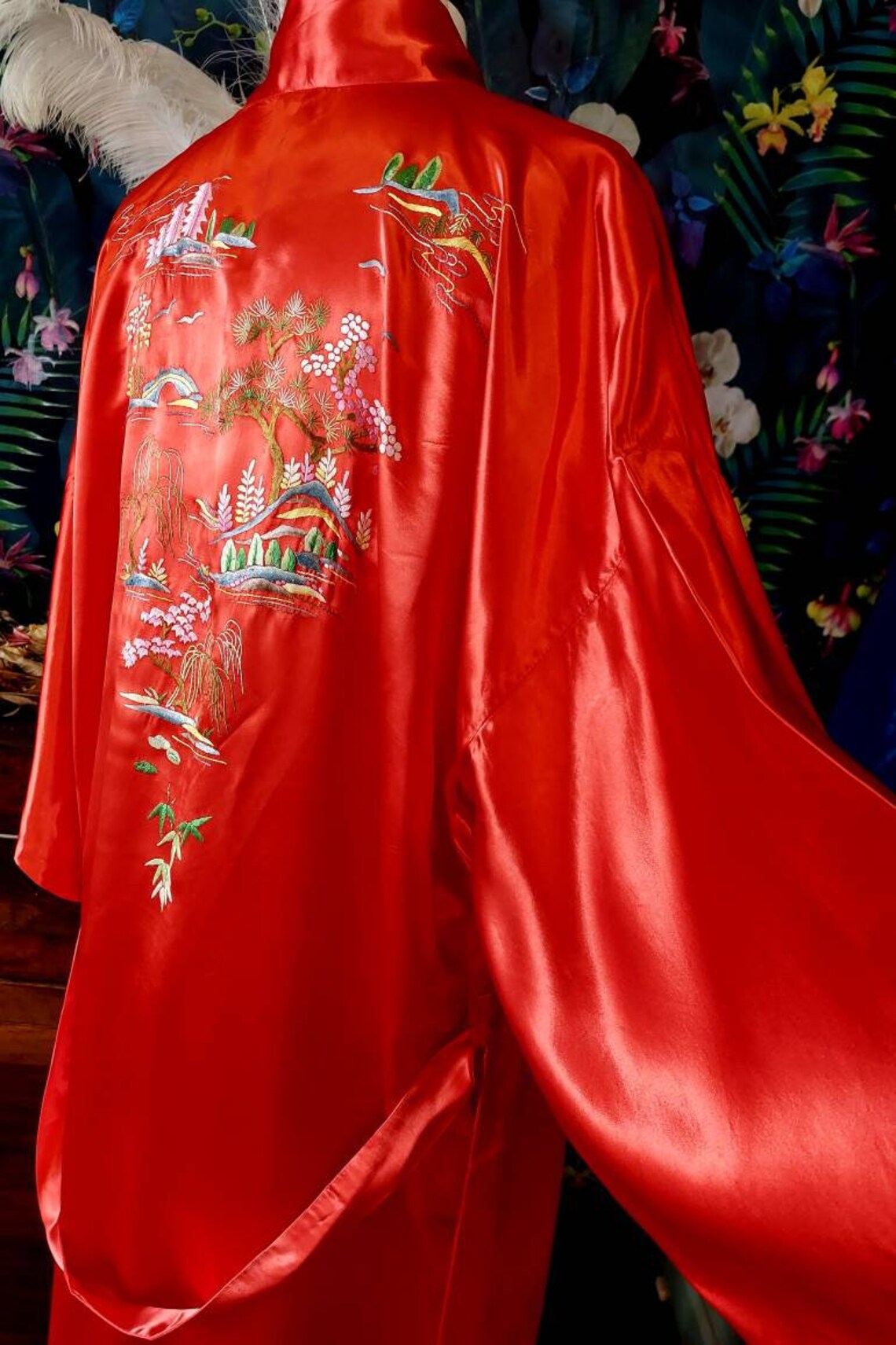 Vintage Chinese Embroidered Kimono Robe-1930s Rayon Silk | Etsy