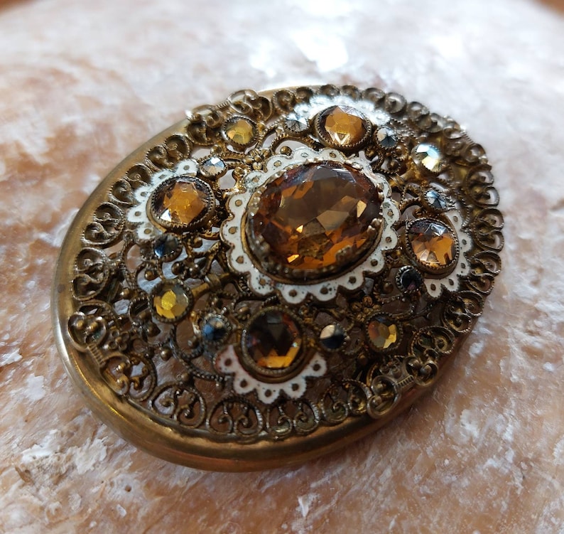 Vintage Neiger Brooch-1930s Czech Brooch-art Deco Neiger Enamel, Topaz ...