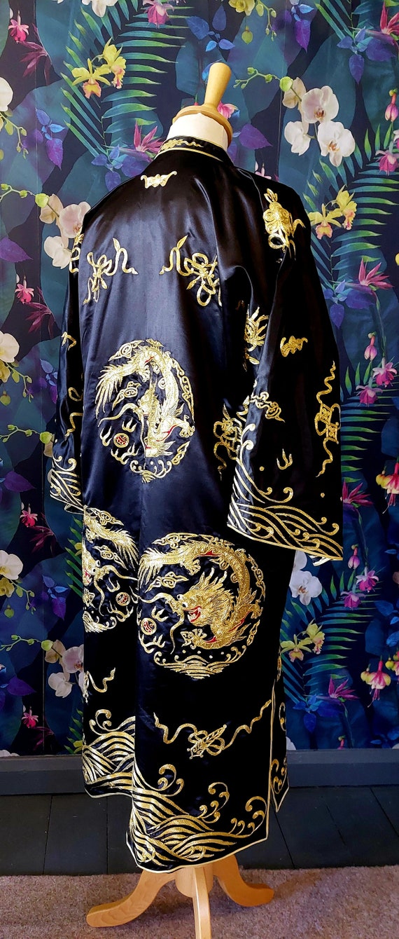 Vintage Chinese Gold Thread Robe-Art Deco Gold Embroi… - Gem