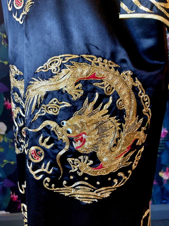 Vintage Chinese Gold Thread Robe-Art Deco Gold Embroi… - Gem