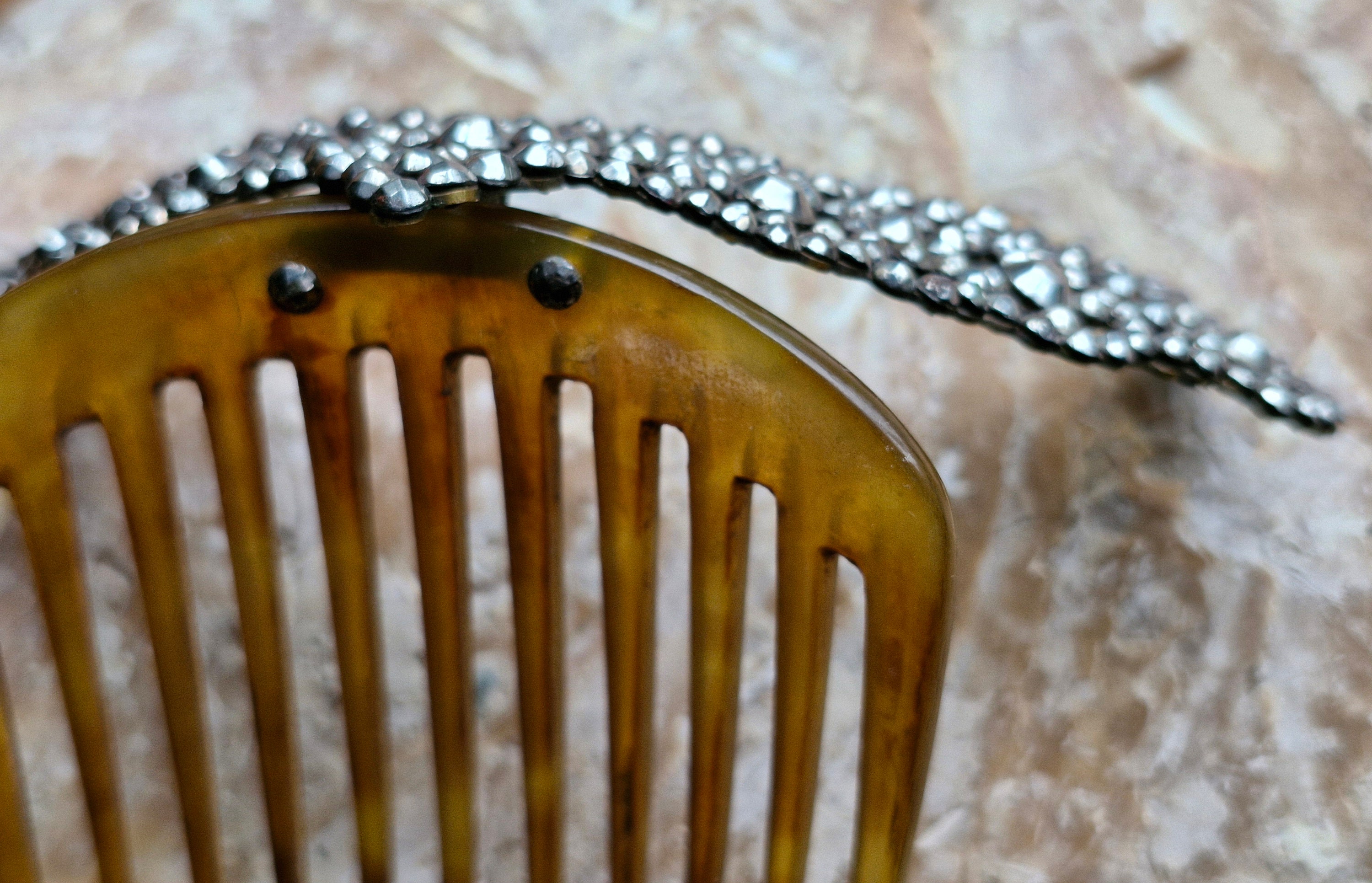Antique Cut Steel Hinged Tiara Comb-1800s Georgian, Victorian Cut Steel ...