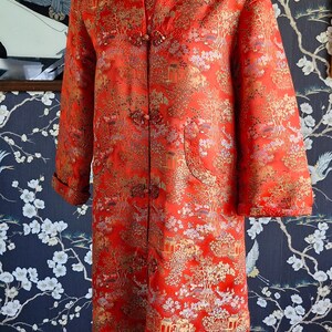 Vintage Chinese Silk Brocade Robe-1940s to 1950s Peony Brocade Robe ...