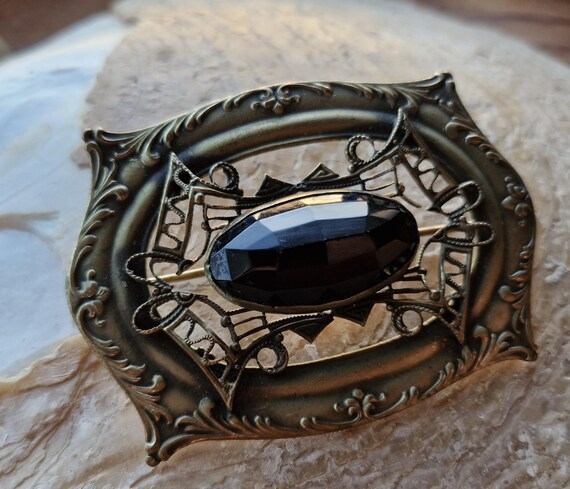 Antique Shawl Pin-Late Victorian, Edwardian Decorativ… - Gem