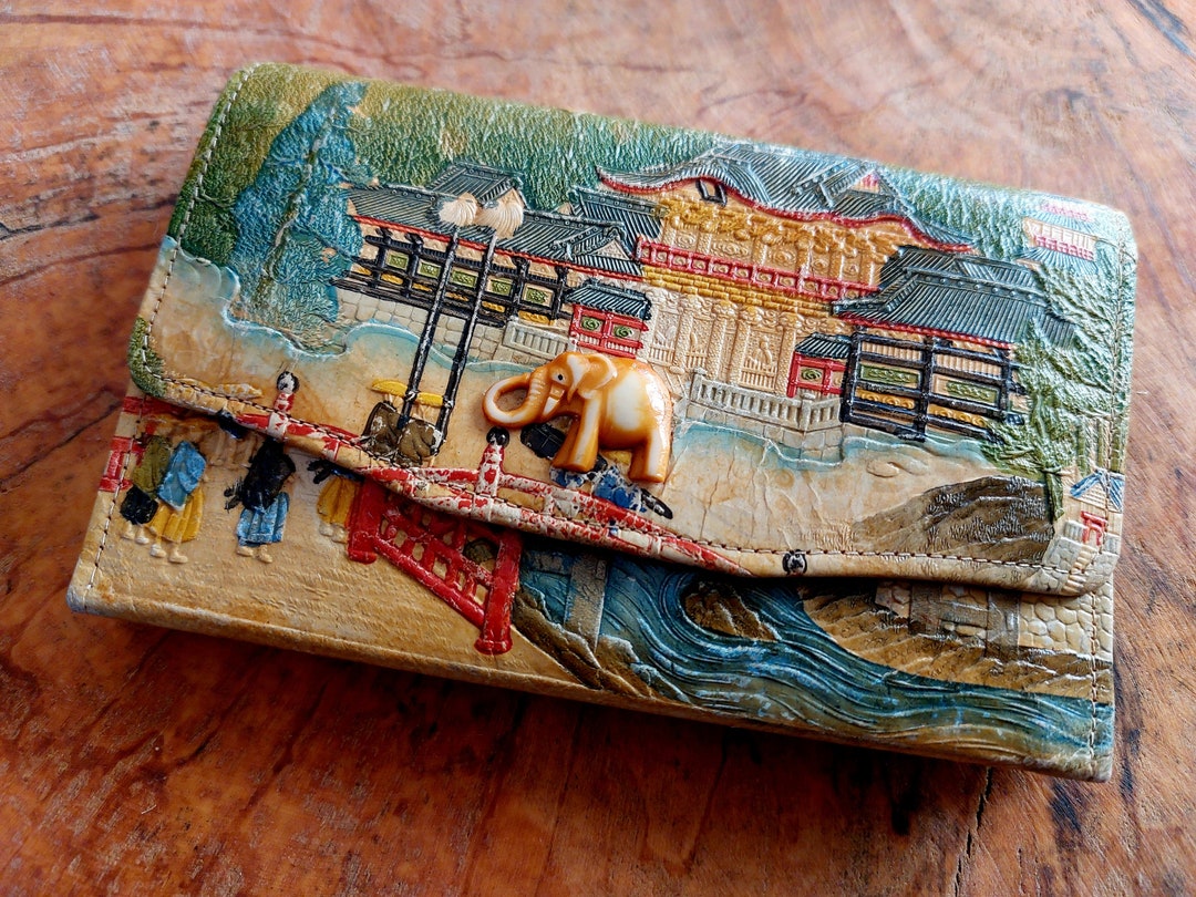 Vintage Art Deco Japanese Purse-1930s Japanese Embossed Leather Clutch ...