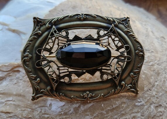 Antique Shawl Pin-Late Victorian, Edwardian Decorativ… - Gem