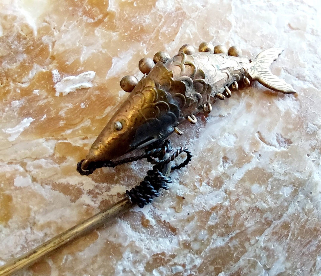 Antique Chinese Hair Pin-1800s Chinese Articulated Fish Hair, Hat Pin ...