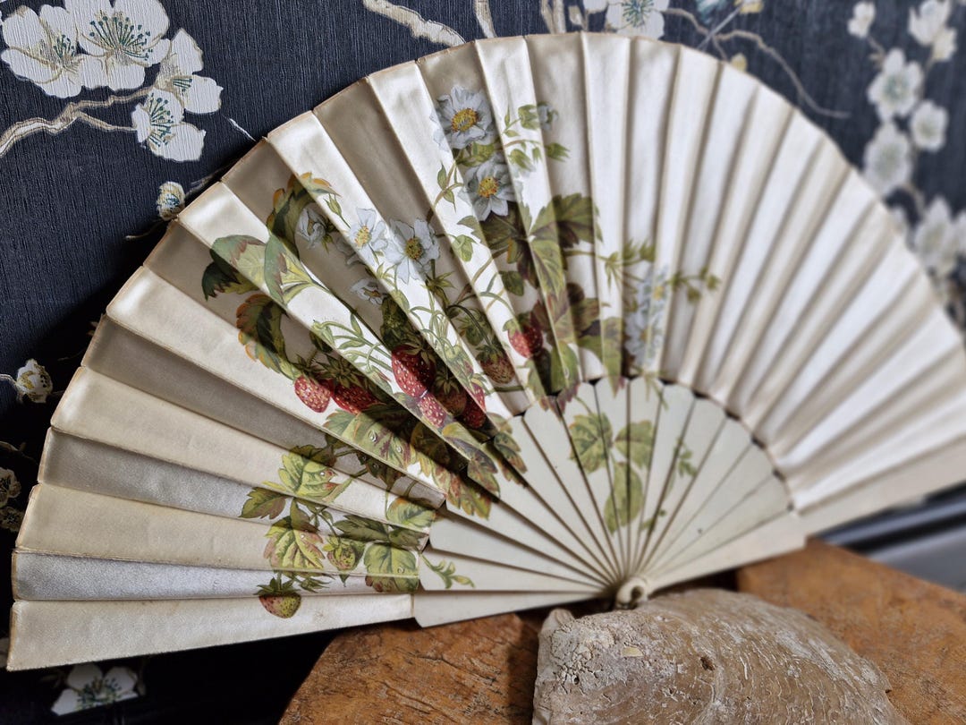 Antique Hand Painted Silk Hand Fan-1800s Victorian, Early Edwardian ...