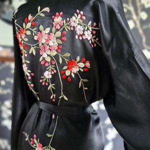 Vintage Hand Embroidered Japanese Kimono Robe-1940s Silk Hand ...