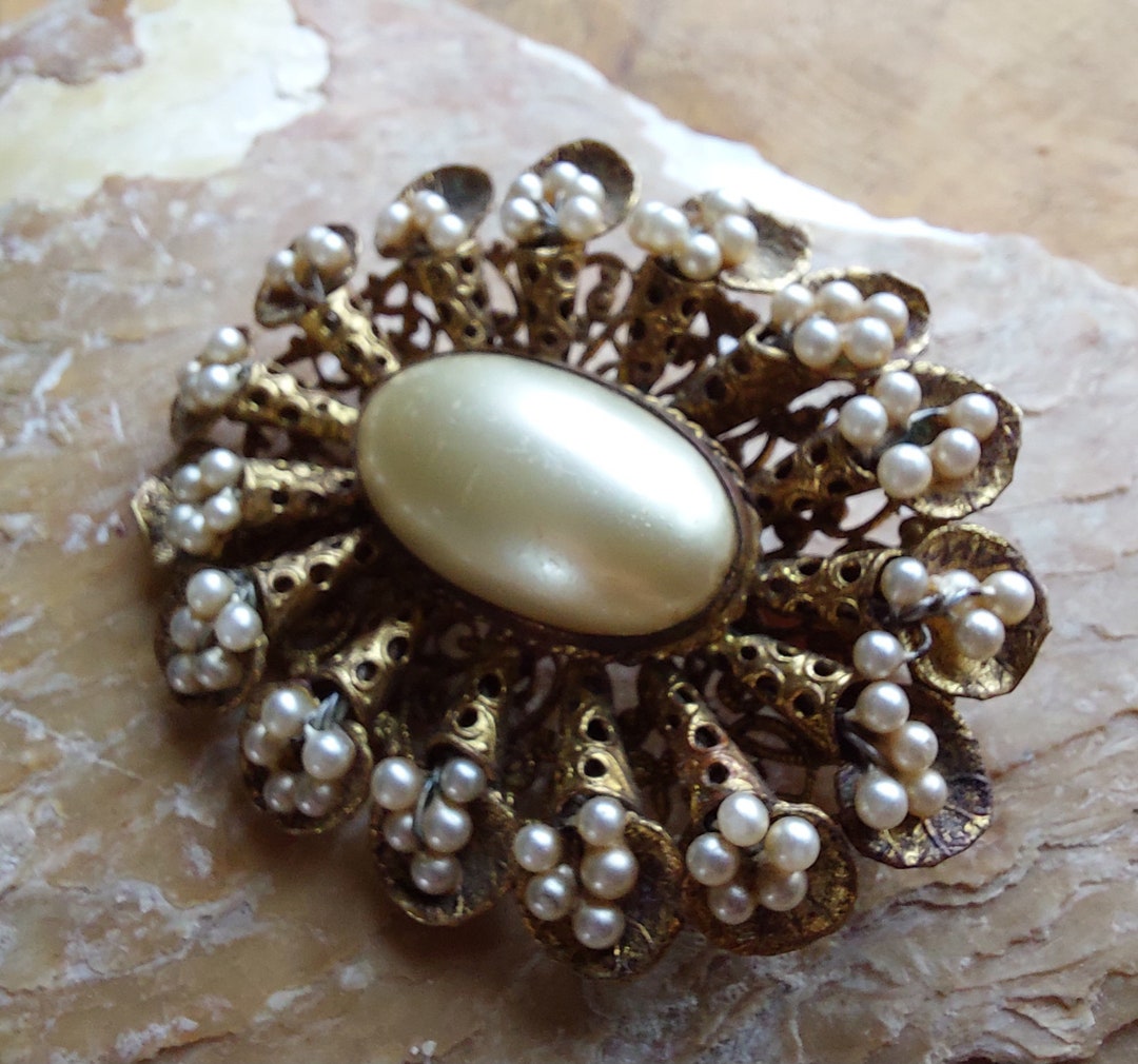 Vintage Max Neiger Brooch-1930s Neiger Cone and Cornet Faux Pearl ...