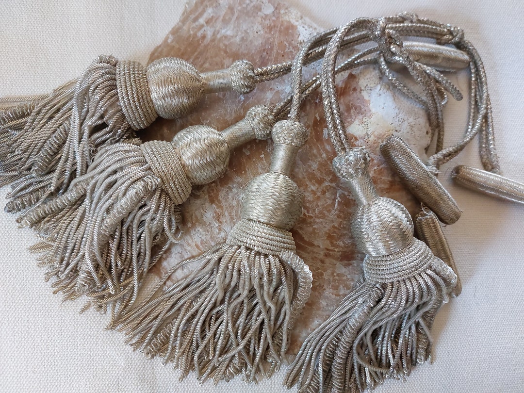 Antique Silver Metallic Tassels-1900s Woven Silver Metal Tassels-1900s ...