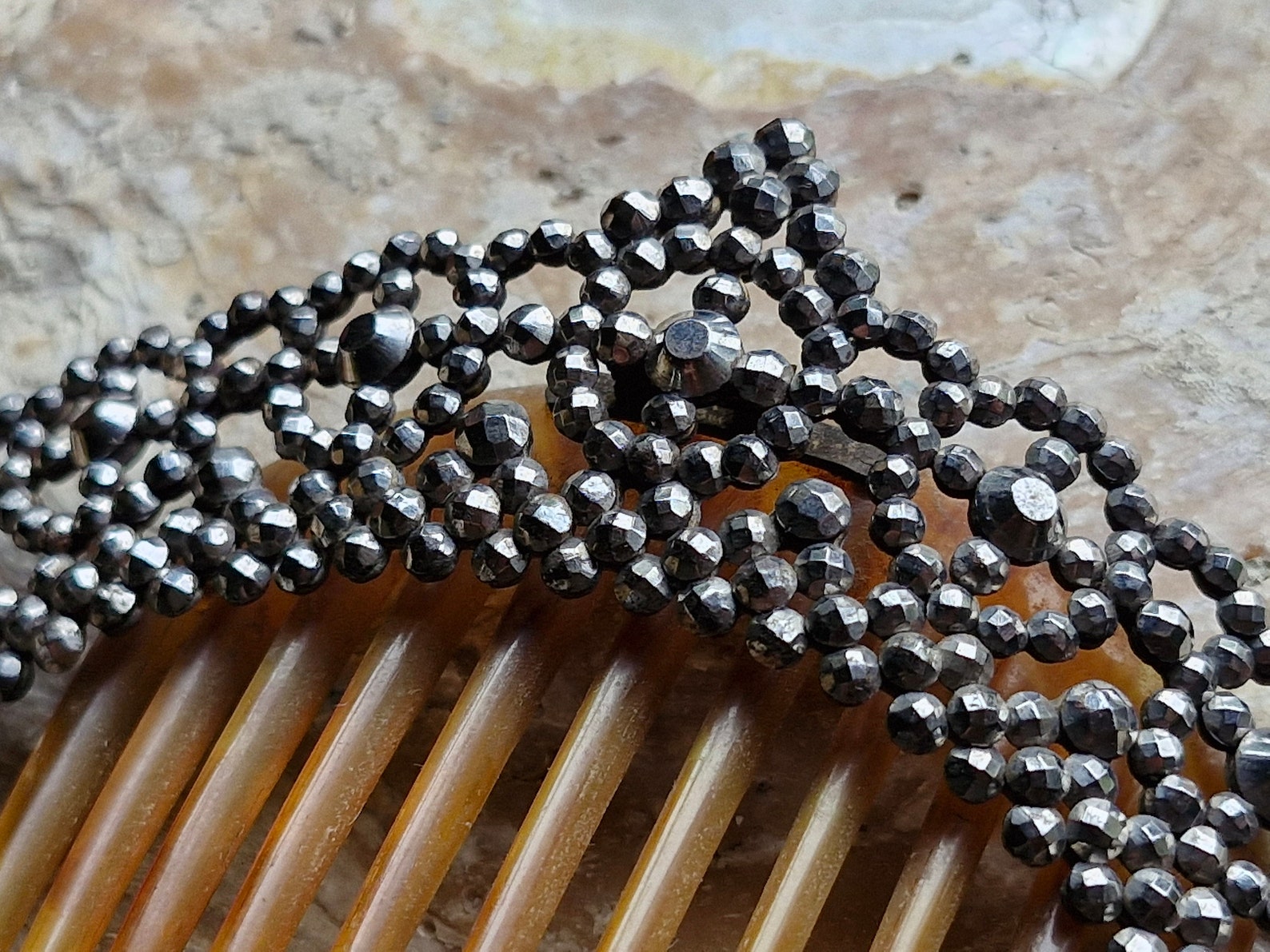 Antique Cut Steel Hinged Tiara Comb-1800s Georgian, Victorian Cut Steel ...