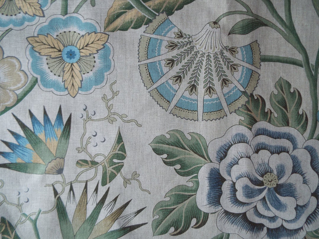 Anna French Cleo Linen Fabric: Designer Floral Print - Etsy