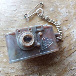 1940s Celluloid Stanhope Camera Brooch- 1930s to 40s Celluloid Lauda ...