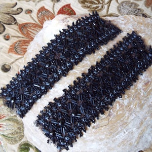 Antique French Jet Beadwork Trims~victorian French Jet Beadwork Panels ...