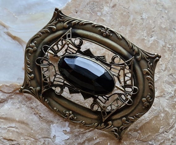 Antique Shawl Pin-Late Victorian, Edwardian Decorativ… - Gem