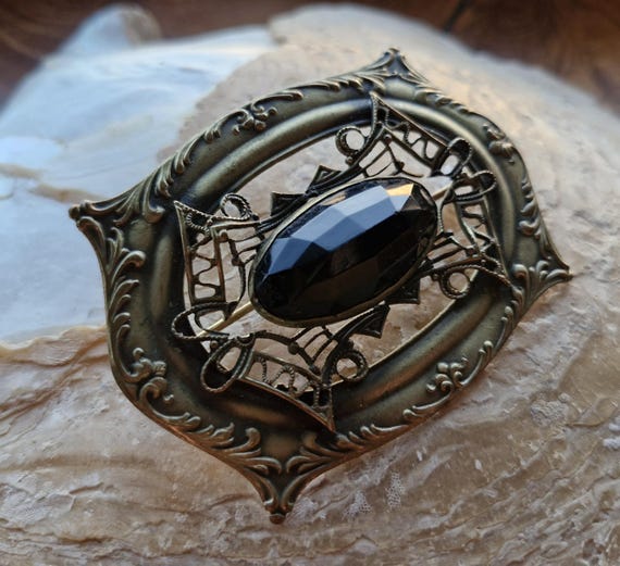 Antique Shawl Pin-Late Victorian, Edwardian Decorativ… - Gem