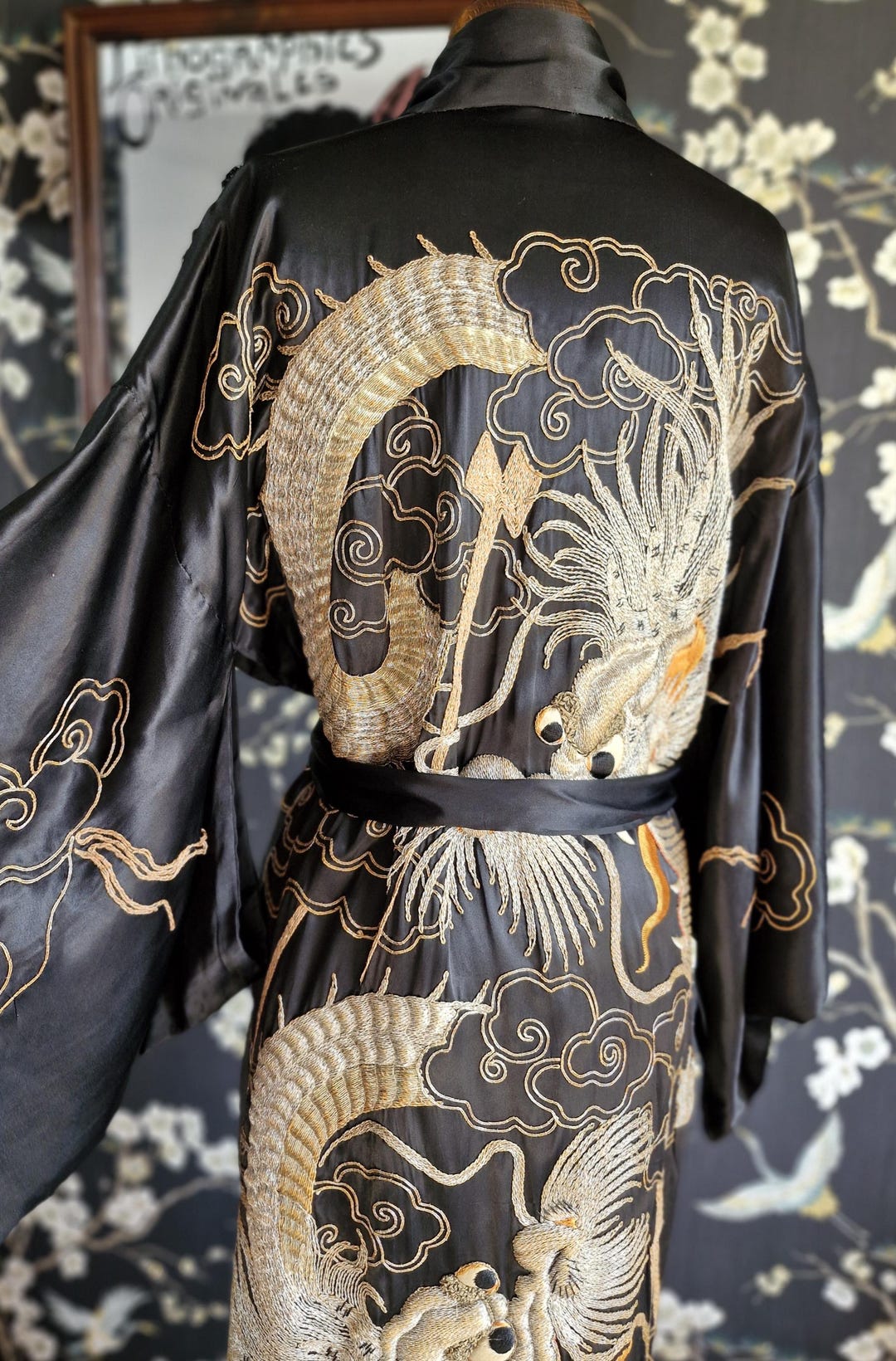 Vintage Goldwork Dragon Kimono Robe-art Deco Japanese Goldwork Robe ...
