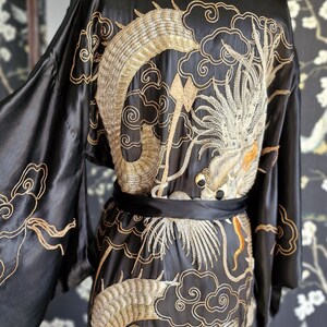 Vintage Goldwork Dragon Kimono Robe-art Deco Japanese Goldwork Robe ...