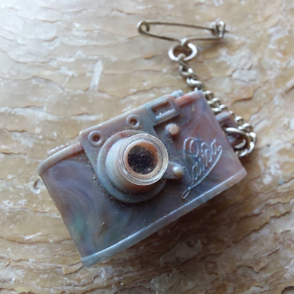 1940s Celluloid Stanhope Camera Brooch- 1930s to 40s Celluloid Lauda ...
