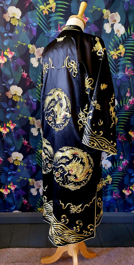 Vintage Chinese Gold Thread Robe-Art Deco Gold Embroi… - Gem
