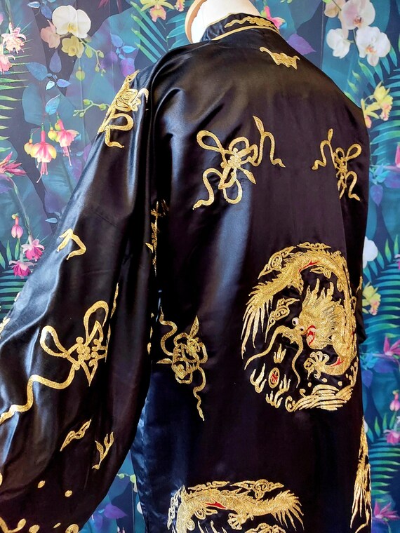 Vintage Chinese Gold Thread Robe-Art Deco Gold Embroi… - Gem