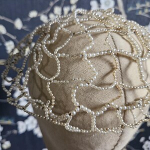 Antique Pearl Beaded Bridal Skull Cap-1920s Wired Pearl Bridal ...