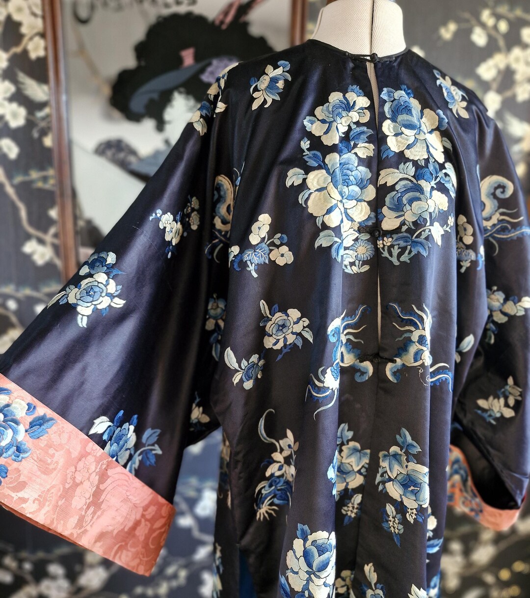 Antique Chinese Embroidered Qing Dynasty Robe-late 1800s to 1900s ...