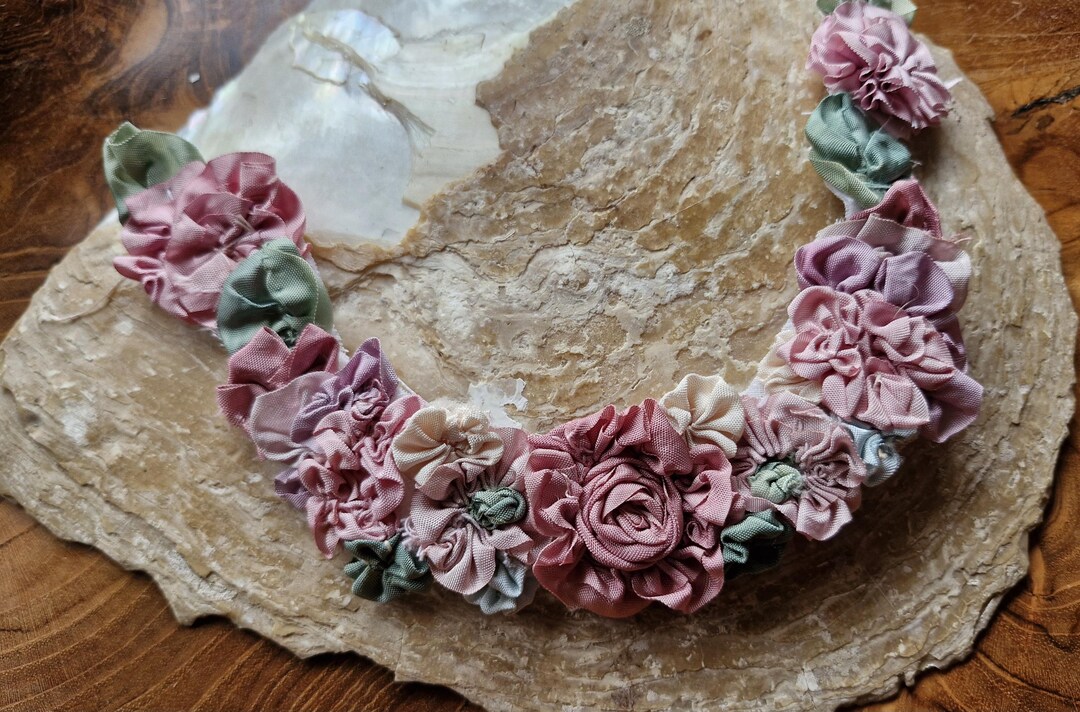 Antique Silk Ribbonwork Applique-1930s Ribbonwork Applique-vintage ...