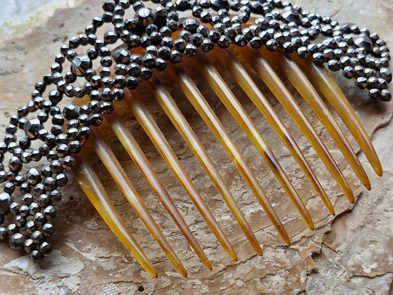 Antique Cut Steel Hinged Tiara Comb-1800s Georgian, Victorian Cut Steel ...