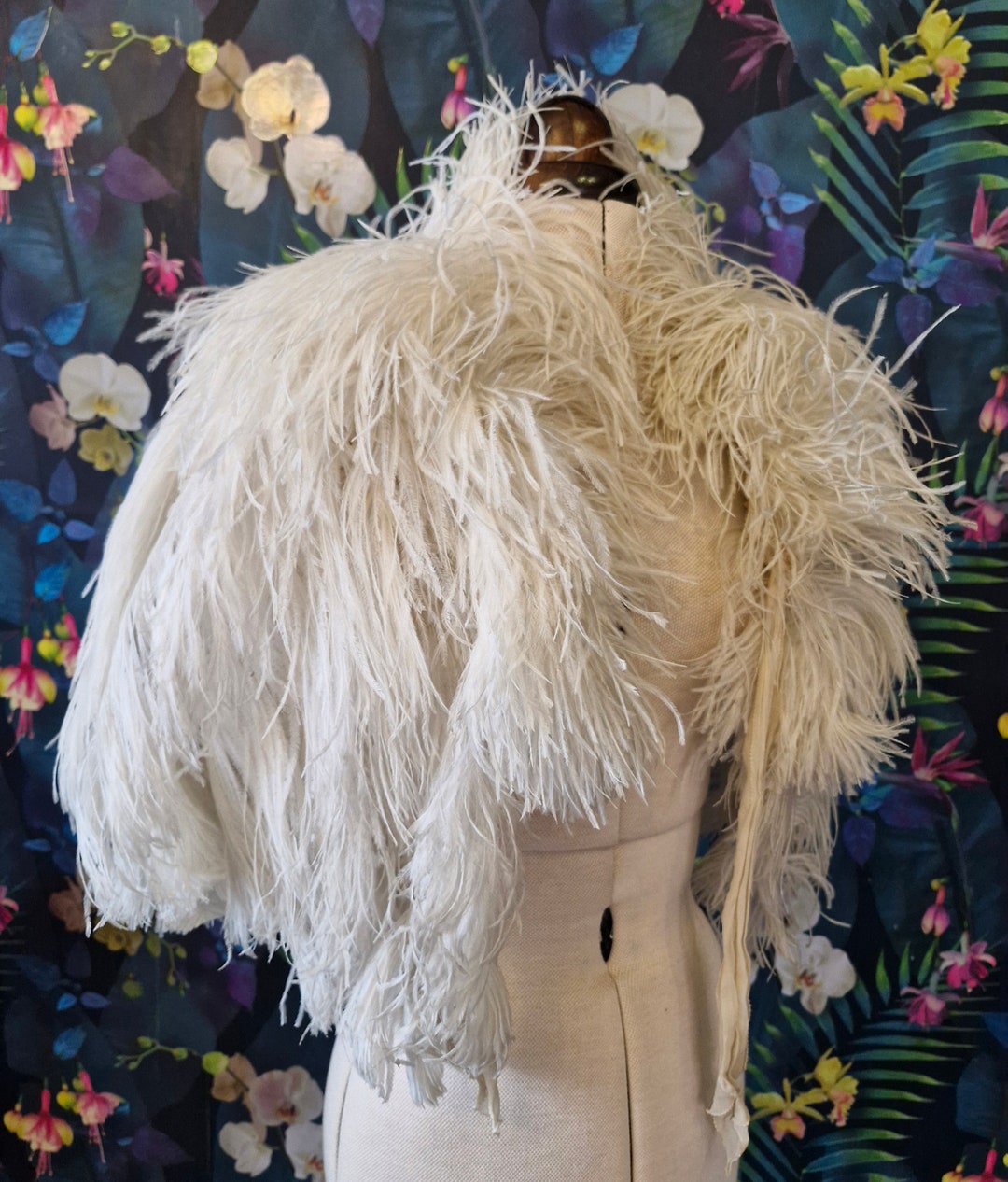 Antique 1920s Ostrich Feather Cape-early 20th Century White Ostrich ...