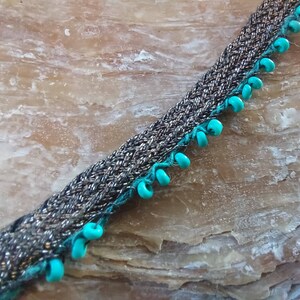 Antique Beaded Metallic Trim-1920s Lame Edging Trim With Seed Beads ...