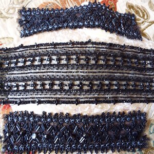Antique French Jet Beadwork Trims~victorian French Jet Beadwork Panels ...