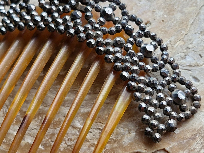 Antique Cut Steel Hinged Tiara Comb-1800s Georgian, Victorian Cut Steel ...