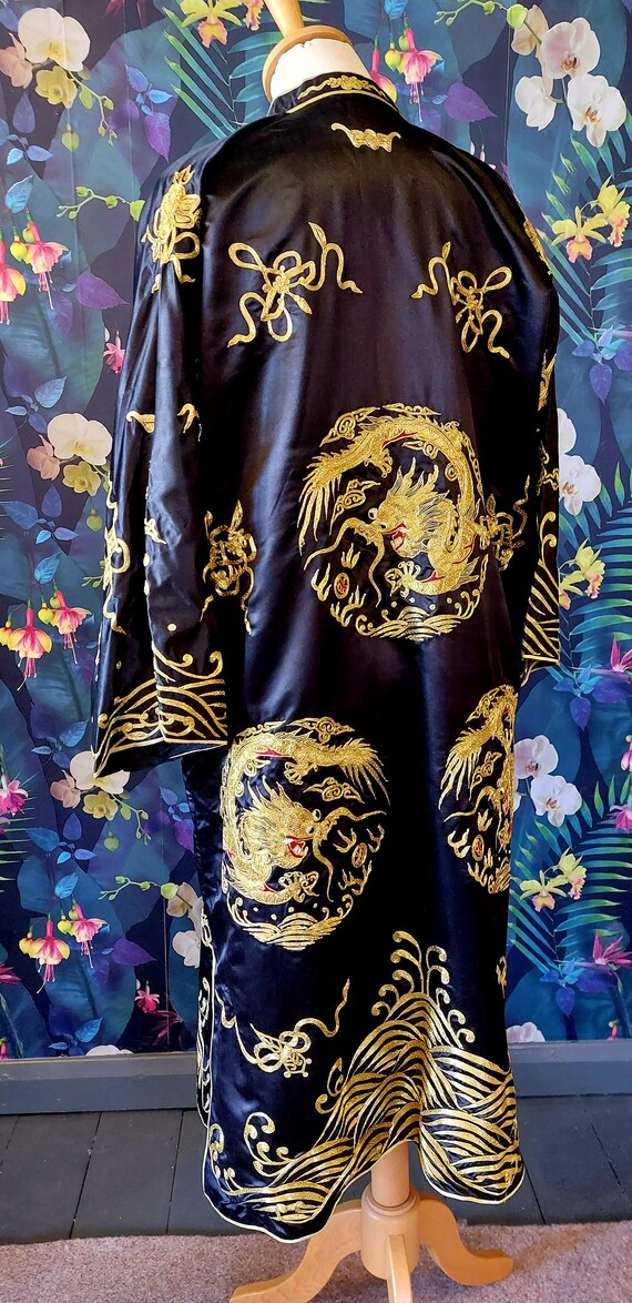 Vintage Chinese Gold Thread Robe-Art Deco Gold Embroi… - Gem