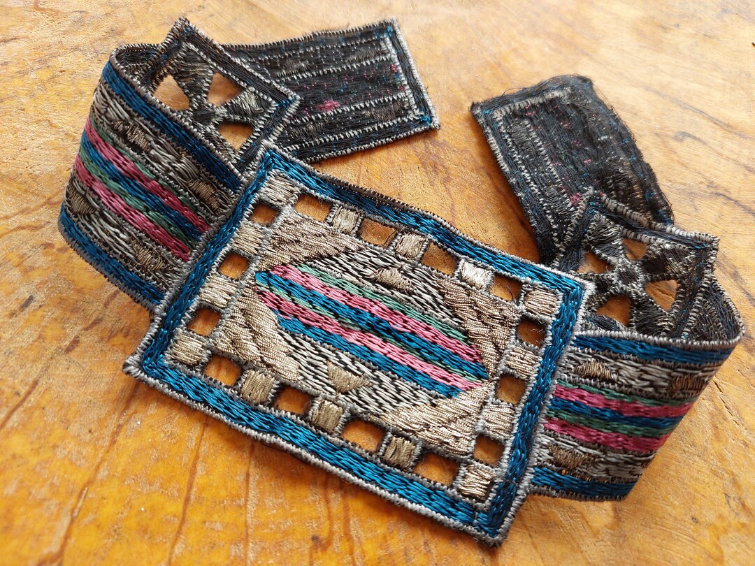 Vintage Silk Embroidery Motif-art Deco Silk Embroidery Motif-1930s Silk ...