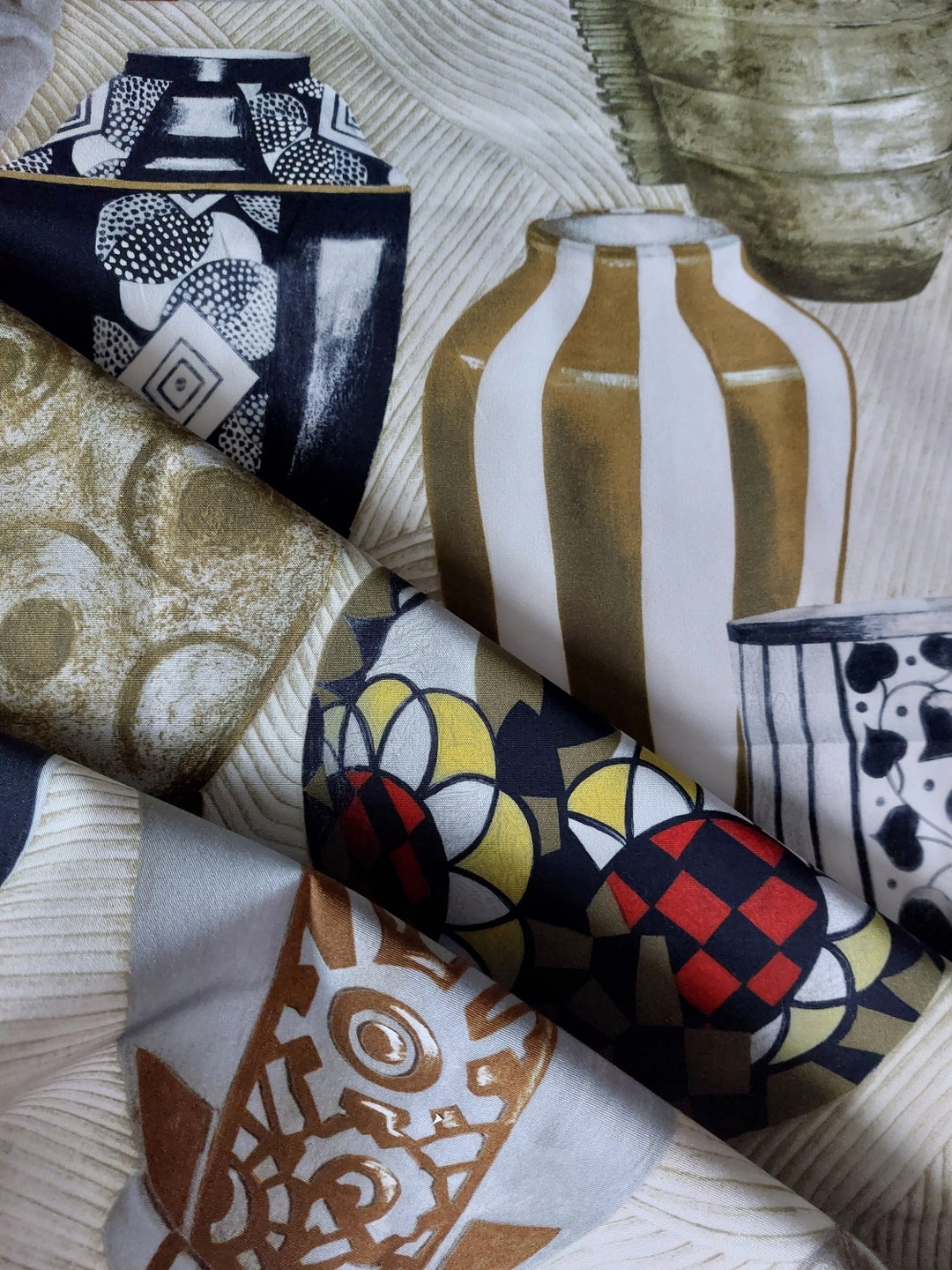 Manuel Canovas Sacha Cotton Fabric-manuel Canovas Art Deco Pots ...