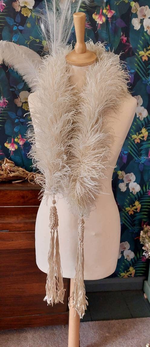 Antique Ostrich Feather Boa 1900s Edwardian Cream Ostrich - Etsy