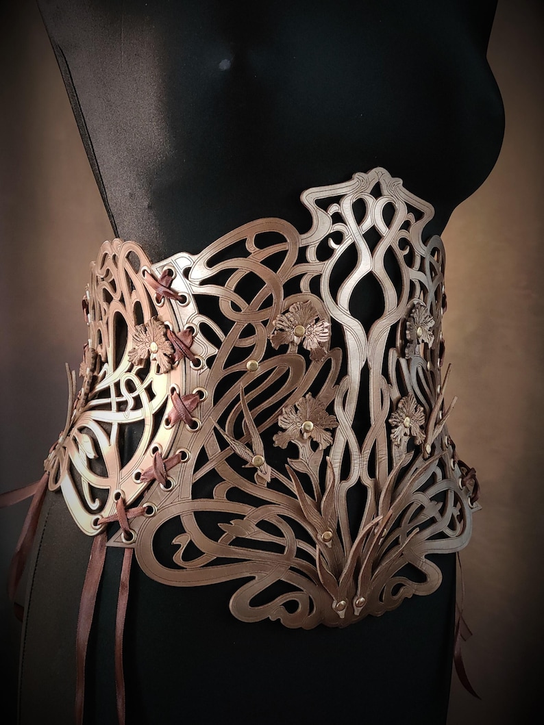 Iris Corset: Gold Art-nouveau Underbust Under Corset Art Nouveau - Etsy