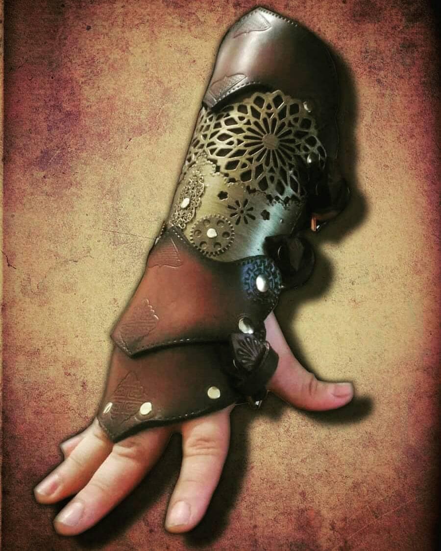 Steampunk Fantasy Medieval Bracelet Gauntlet Hand Leather - Etsy