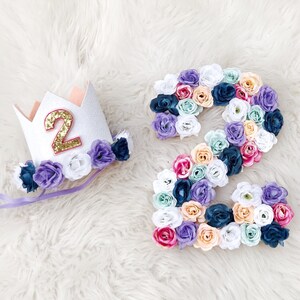 Birthday Crown, Floral Number, Second Birthday Crown of Glitter, Second ...