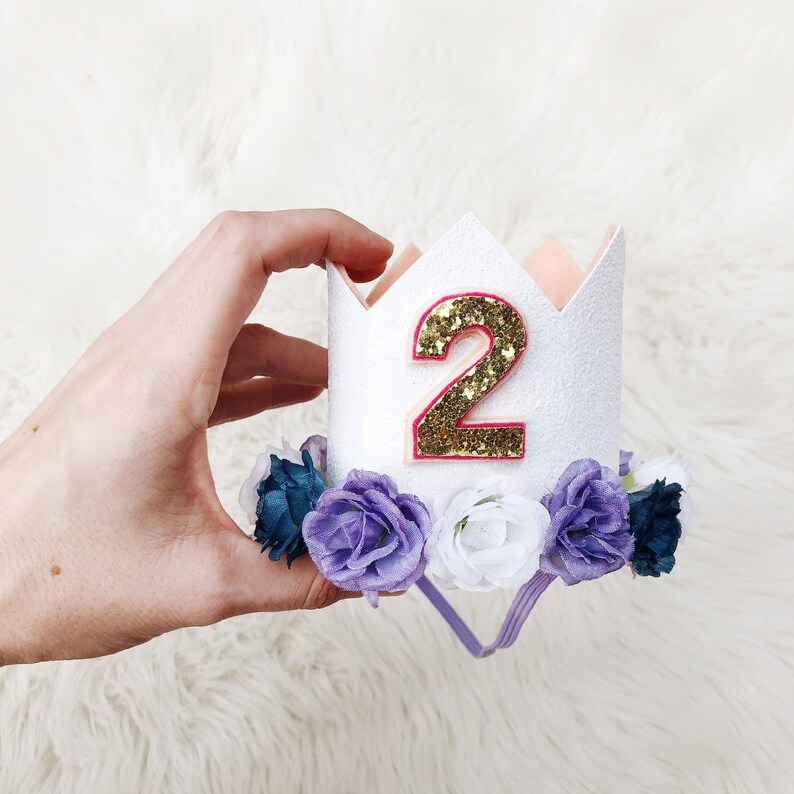Birthday Crown Floral Number Second Birthday Crown of | Etsy