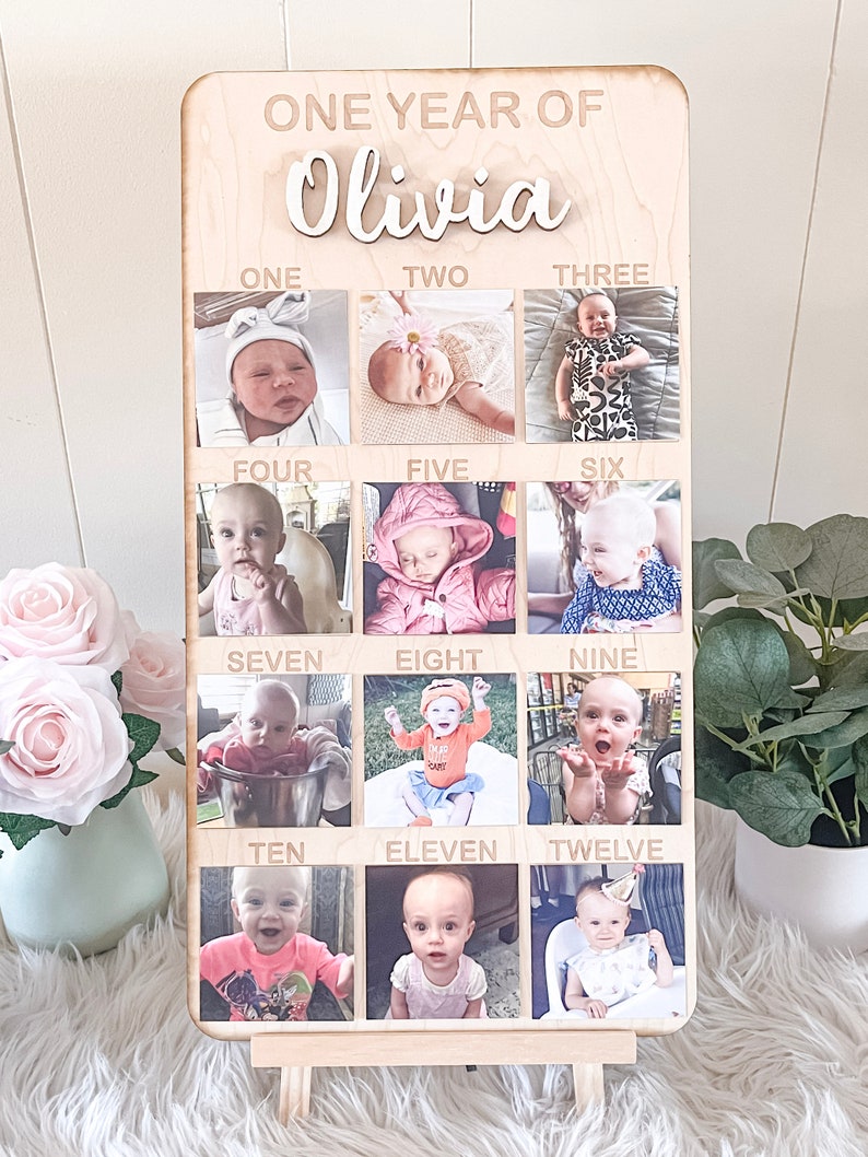 One Year of Baby First Birthday Milestones Sign Monthly Photos - Etsy
