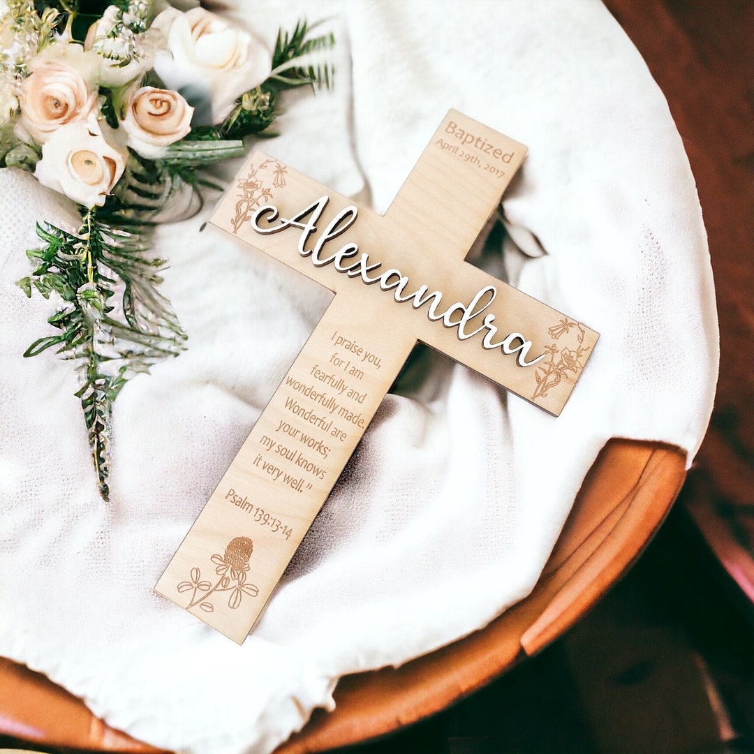 Personalized Christian Cross Gift, Baptism Cross, Dedication Gift ...